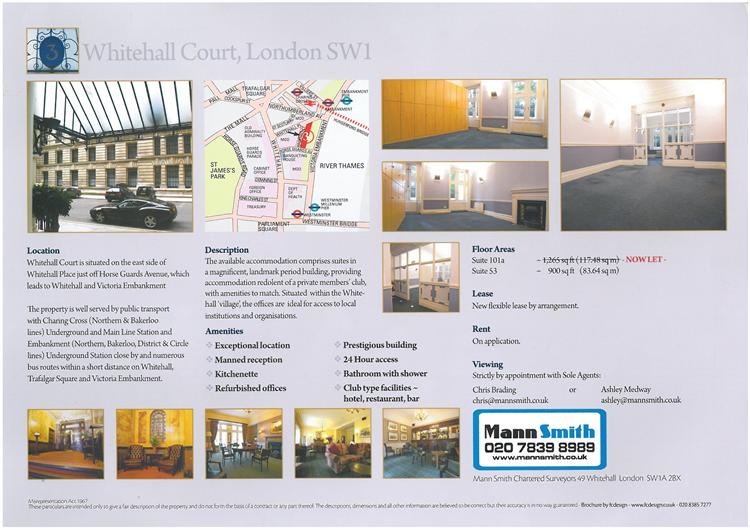 Office To Let in 3 Whitehall Court, London, SW1A 2EL